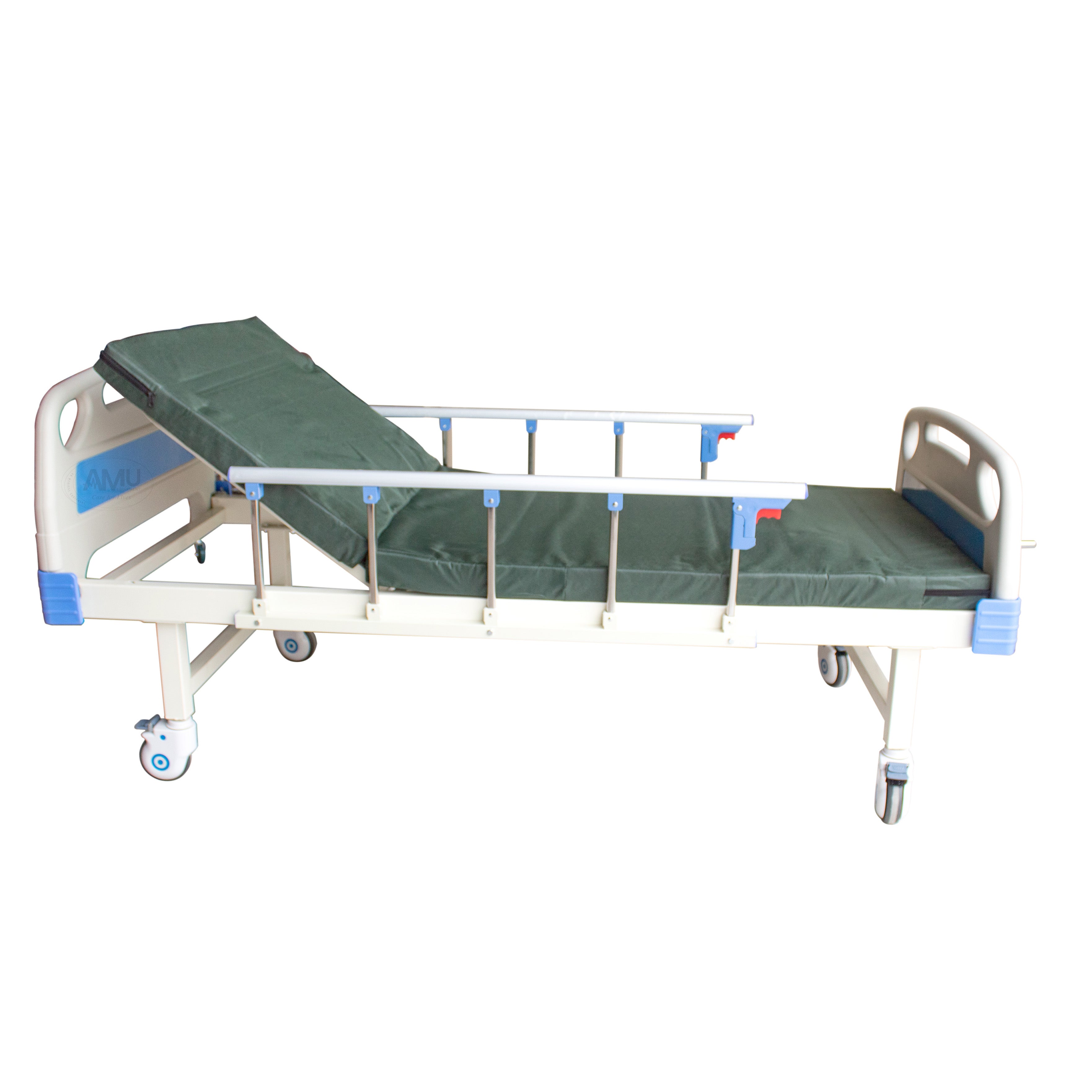 Manual 1-Function Hospital Bed with matress and side rails, white and ...