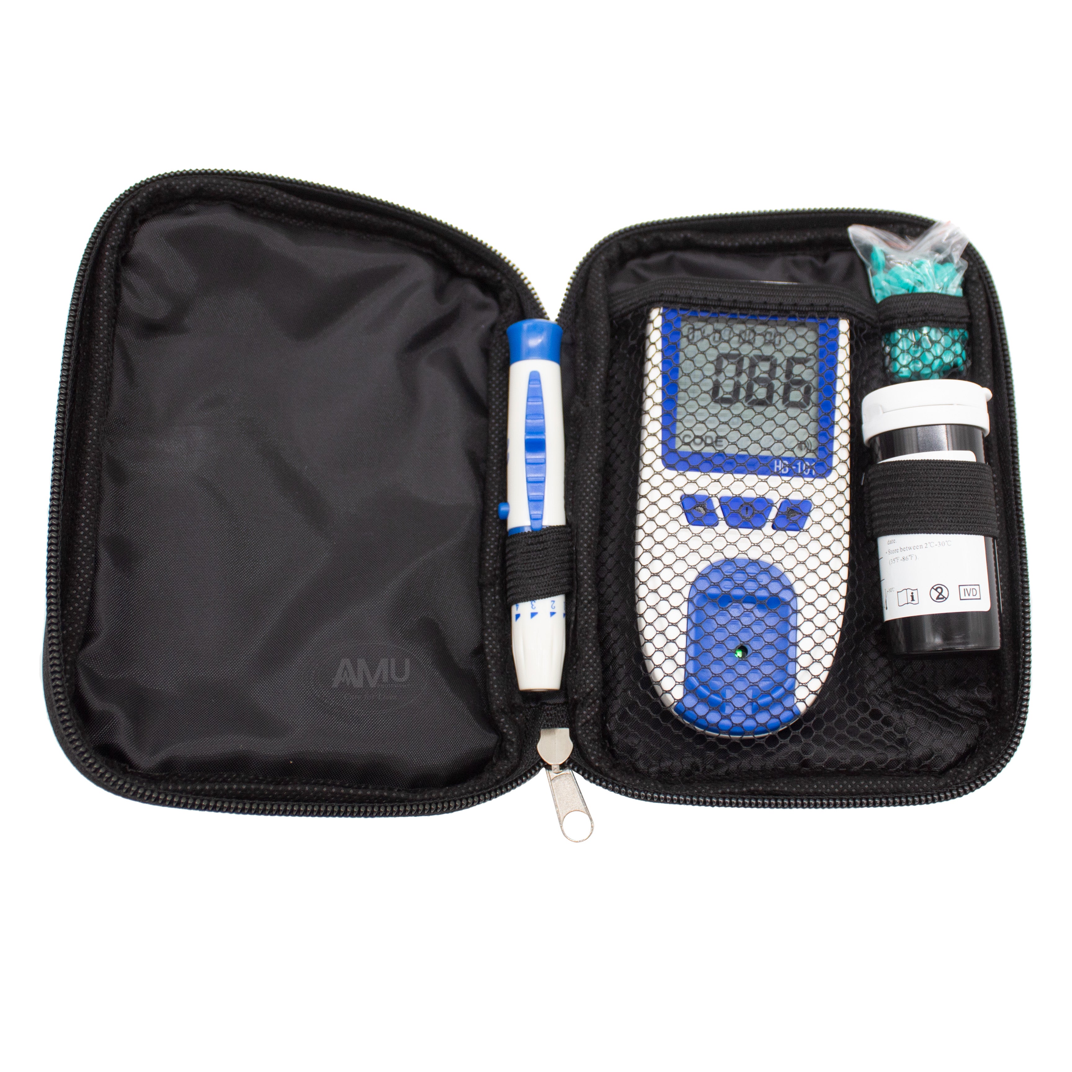 Hemoglobin Test Meter Kit with black case zip closer. – ABRONN MEDICAL